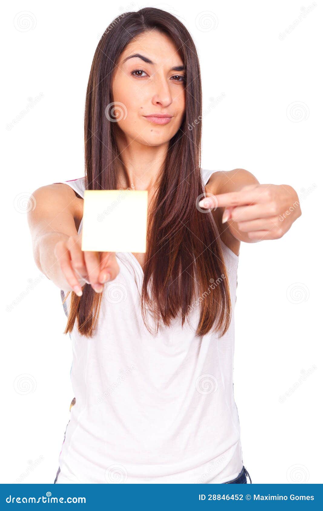 Junge Frau Hat Ein Post-it-Zettel, Das Auf Der Hand Fest Ist Stockfoto ...