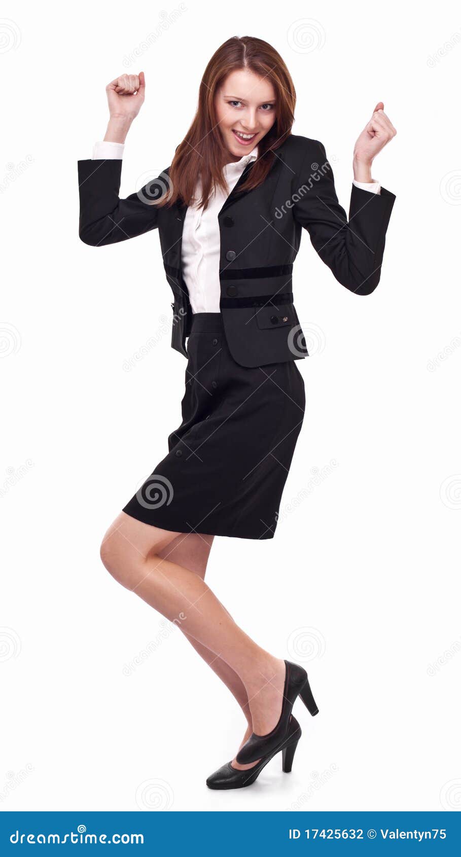 Junge Frau Wird Mit Ihrem Erfolg Erregt. Stockfoto - Bild von mädchen ...