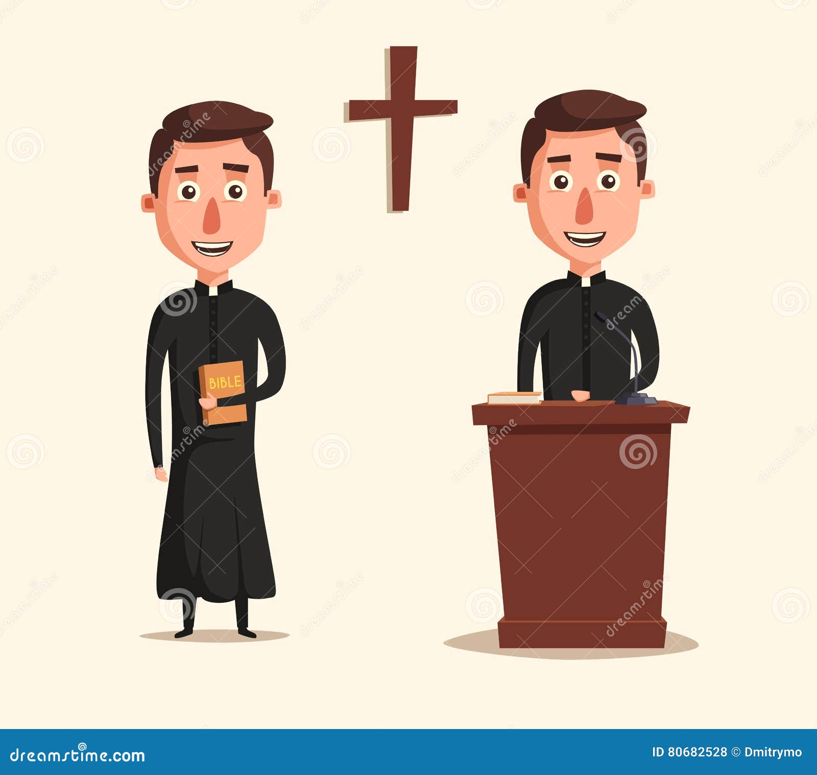 Junge Katholischer Priester Cartoon-Vektorillustration Vektor Abbildung ...