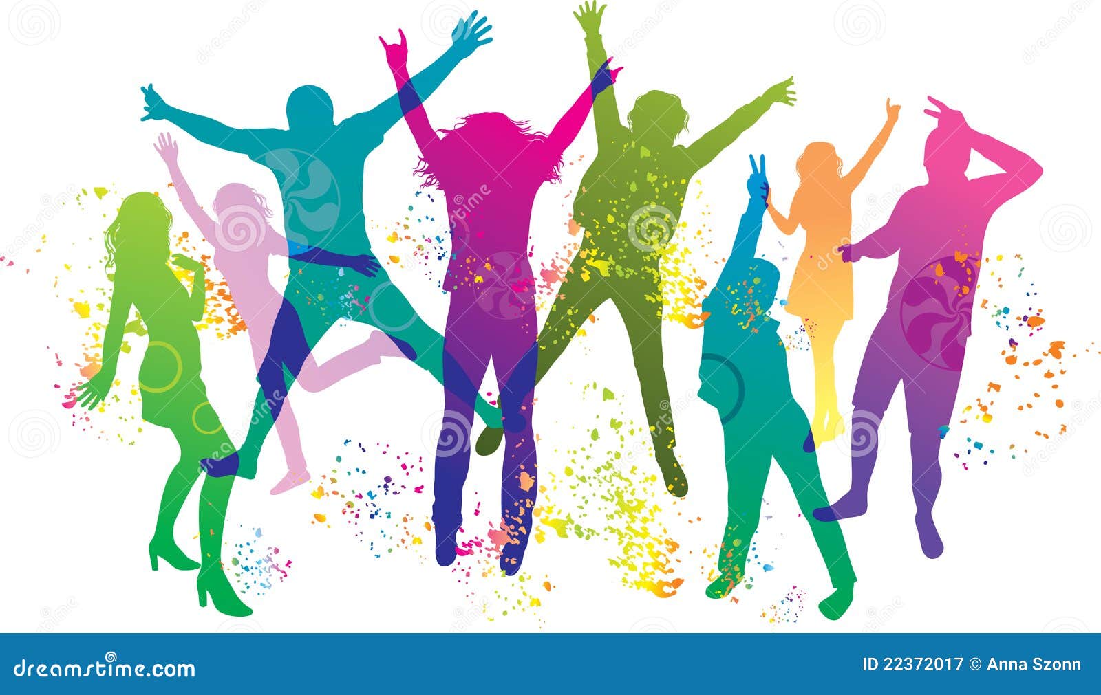 Junge Leute Auf Der Party. Die Tanzenjugendlichen. Vektor Abbildung ...