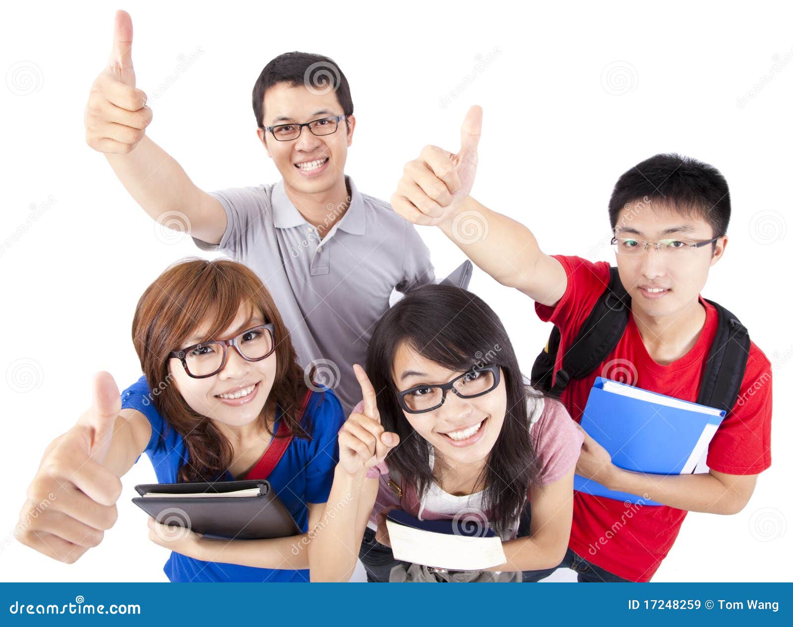 Junge Leute, Die Sich Daumen Zeigen Stockbild - Bild von attraktiv ...