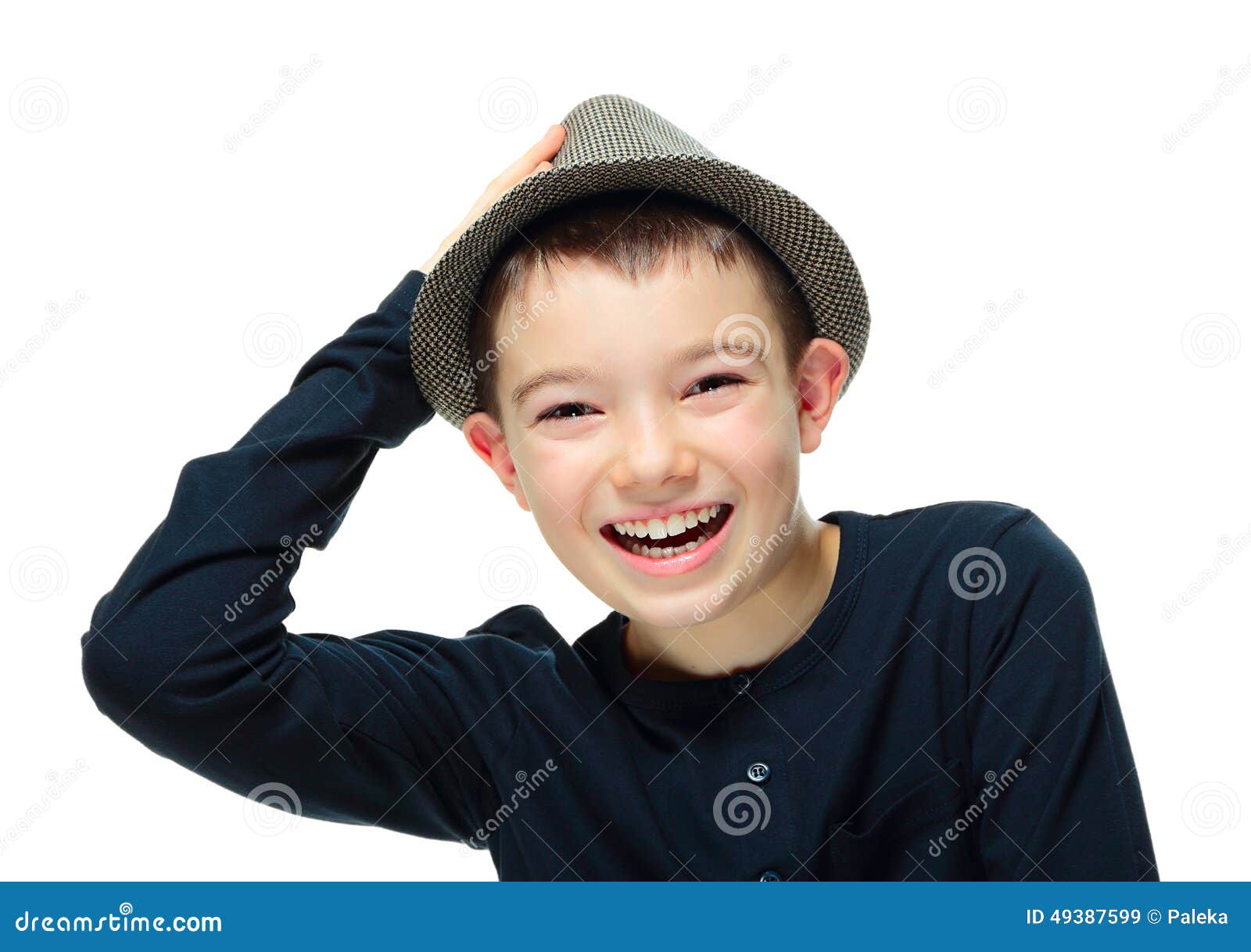 Junge mit einem Hut stockbild. Bild von freundlich, jung - 49387599