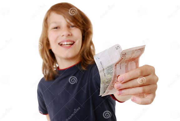 Junge mit Geld stockbild. Bild von genehmigung, euro - 19648315