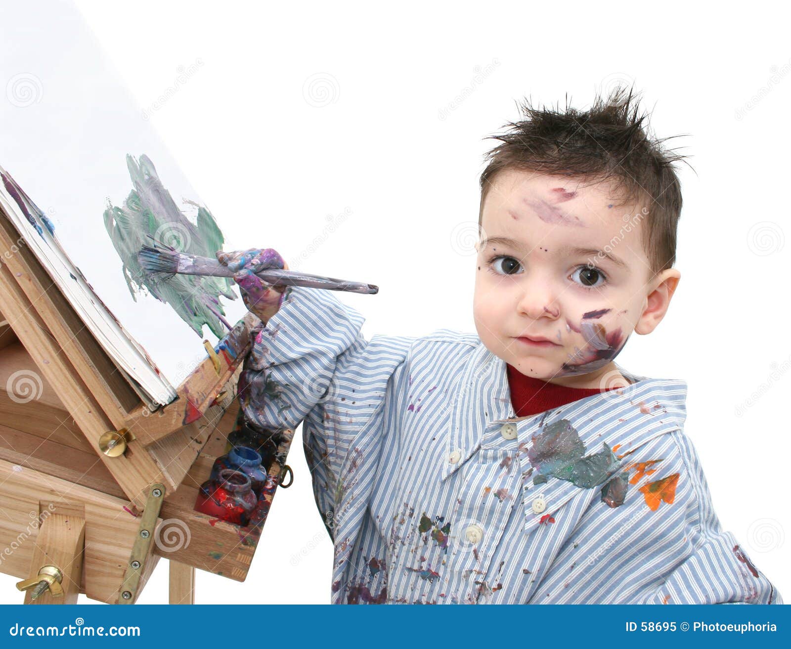 Jungen-Kind, das 04 malt stockbild. Bild von kind, zicklein - 58695