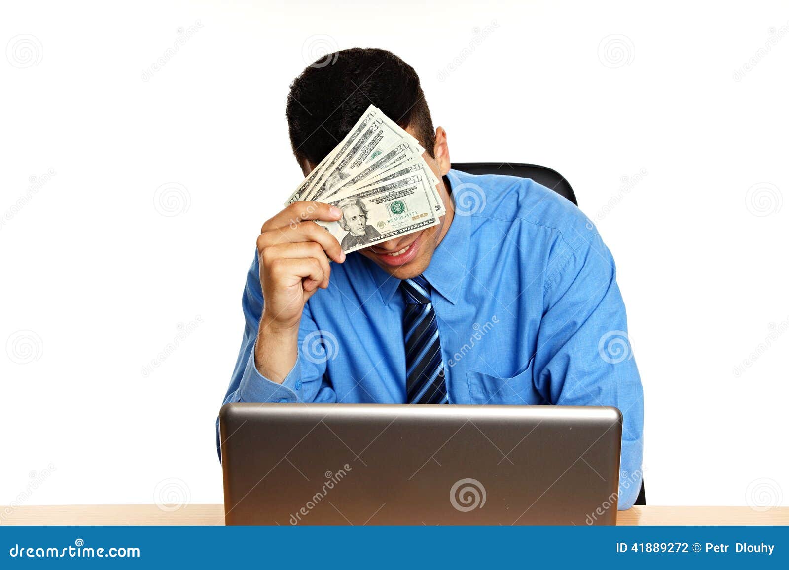 Junger Geschäftsmann, Der Mit Geld Denkt Stockfoto - Bild von porträt ...