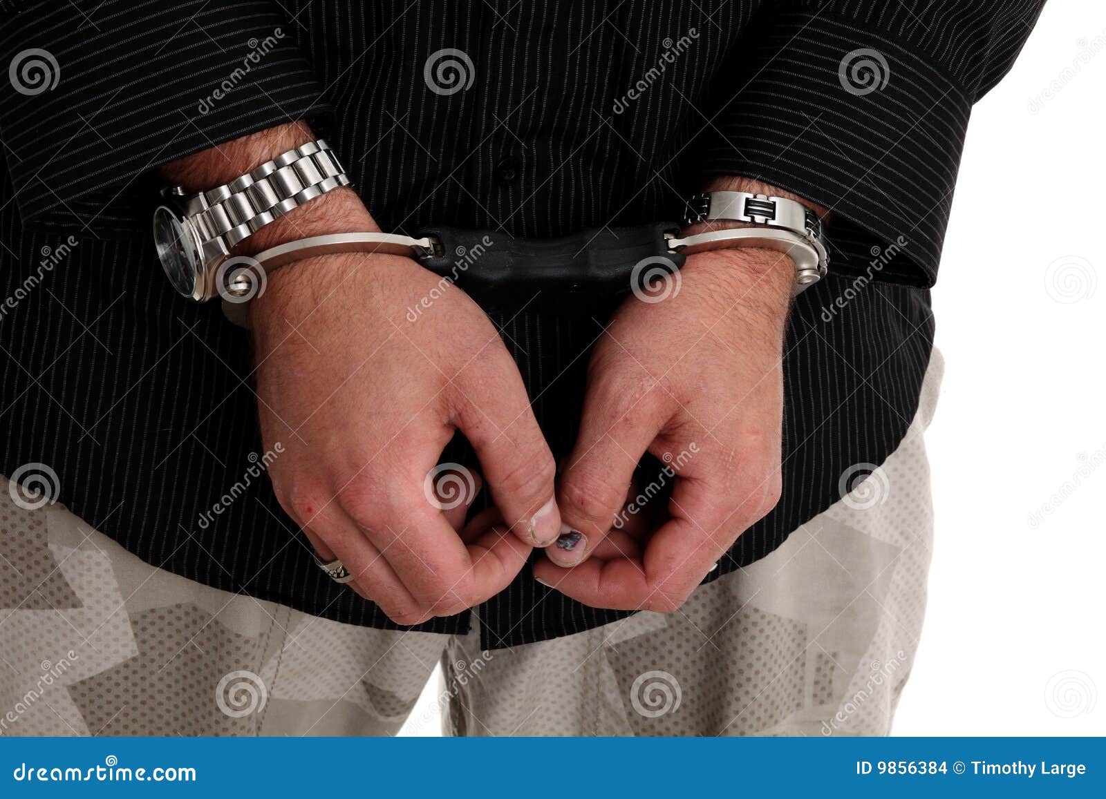 Junger Mann in Den Polizeihandschellen Stockfoto - Bild von ...