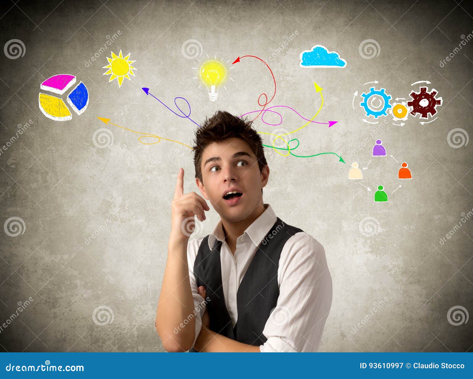 Junger Mann, Der Eine Idee Hatte Stockbild - Bild von aufgabe, leute ...