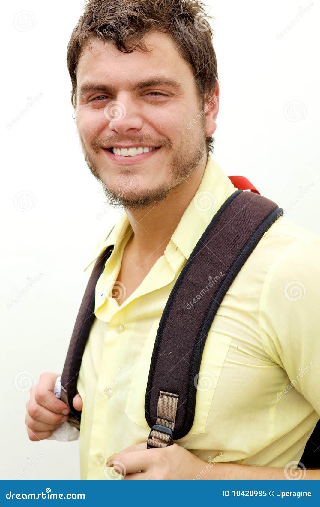 Junger Mann Mit Einem Rucksack Stockbild - Bild von beiläufig, lang ...