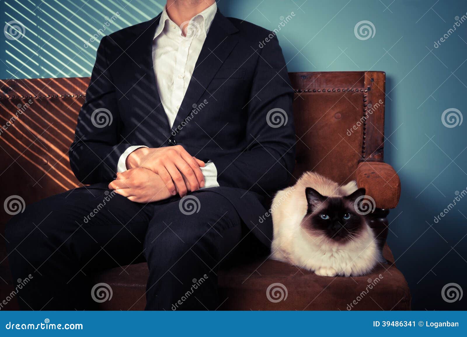 Junger Mann Und Katze, Die Auf Sofa Sich Entspannt Stockbild - Bild von ...