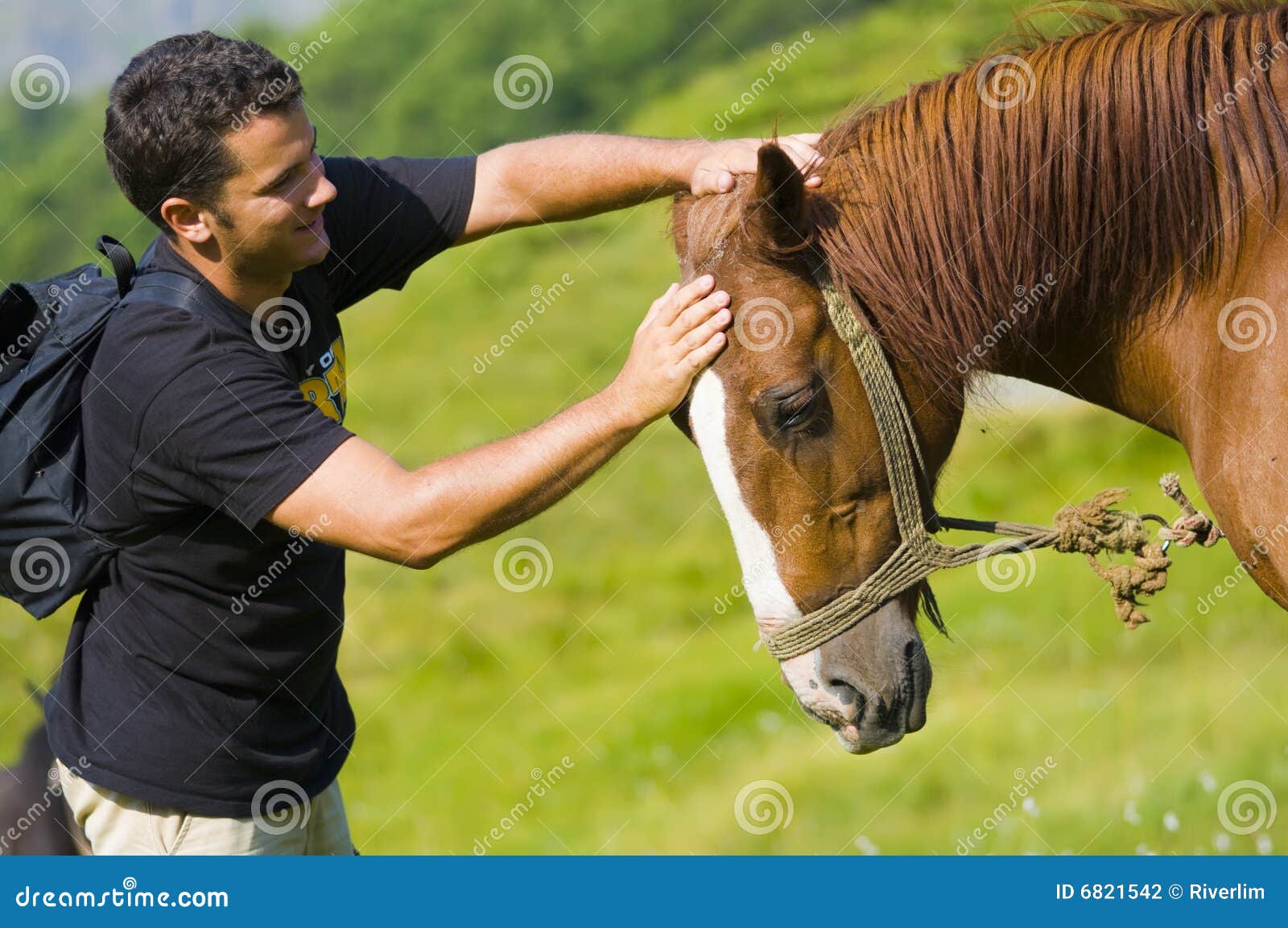 Junger Mann und Pferd stockfoto. Bild von berg, draussen - 6821542