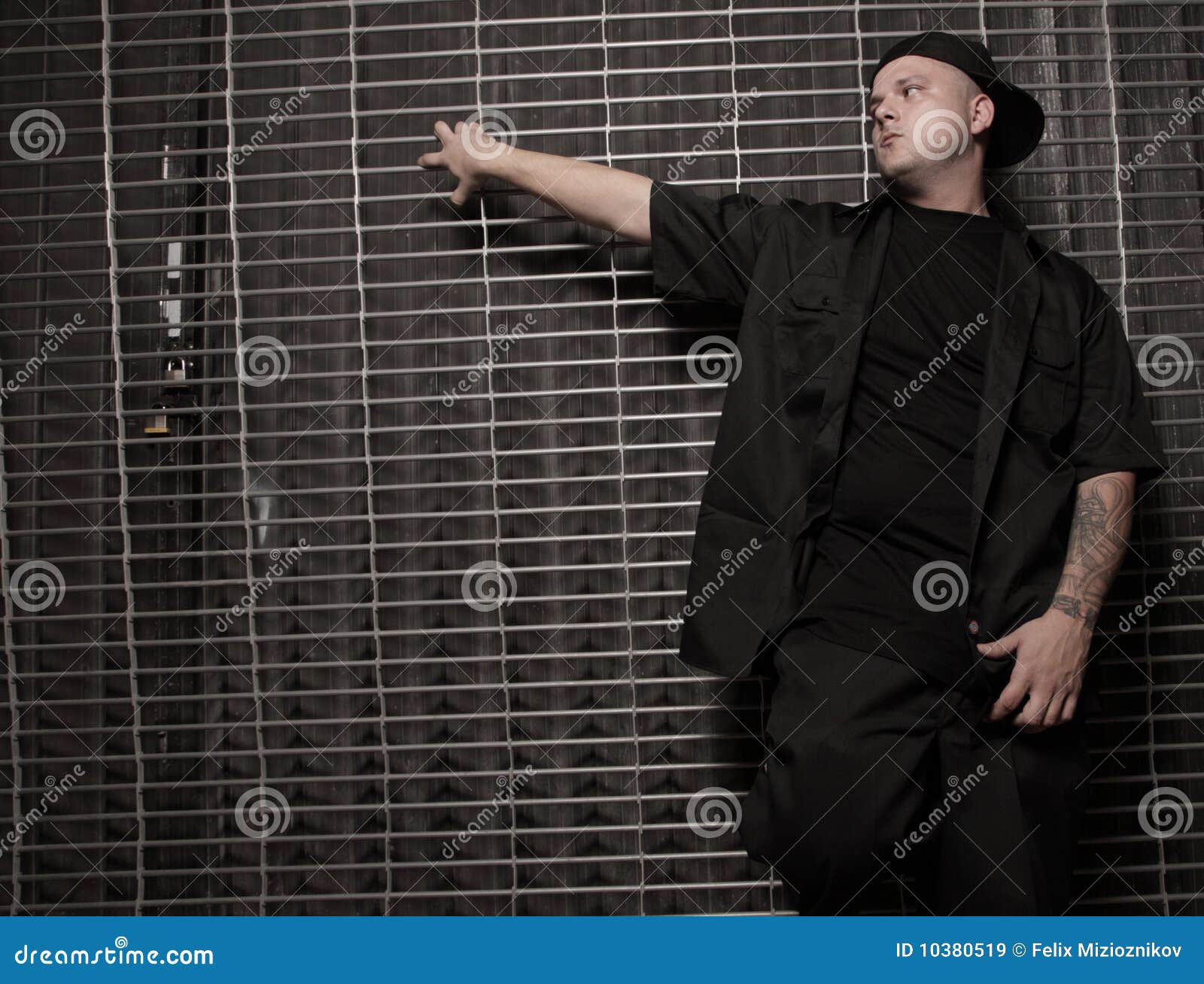 Junger Schurke Auf Einem Zaunhintergrund Stockbild - Bild von metall ...