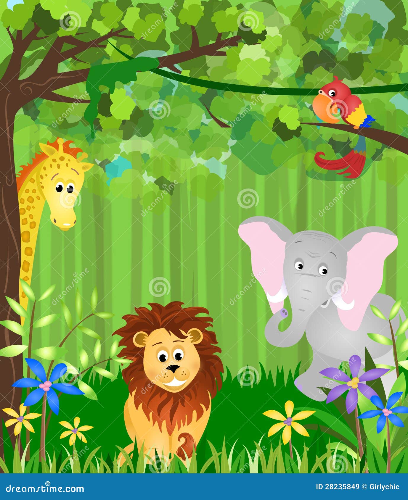 Jungle animals stock illustration. Illustration of design - 28235849
