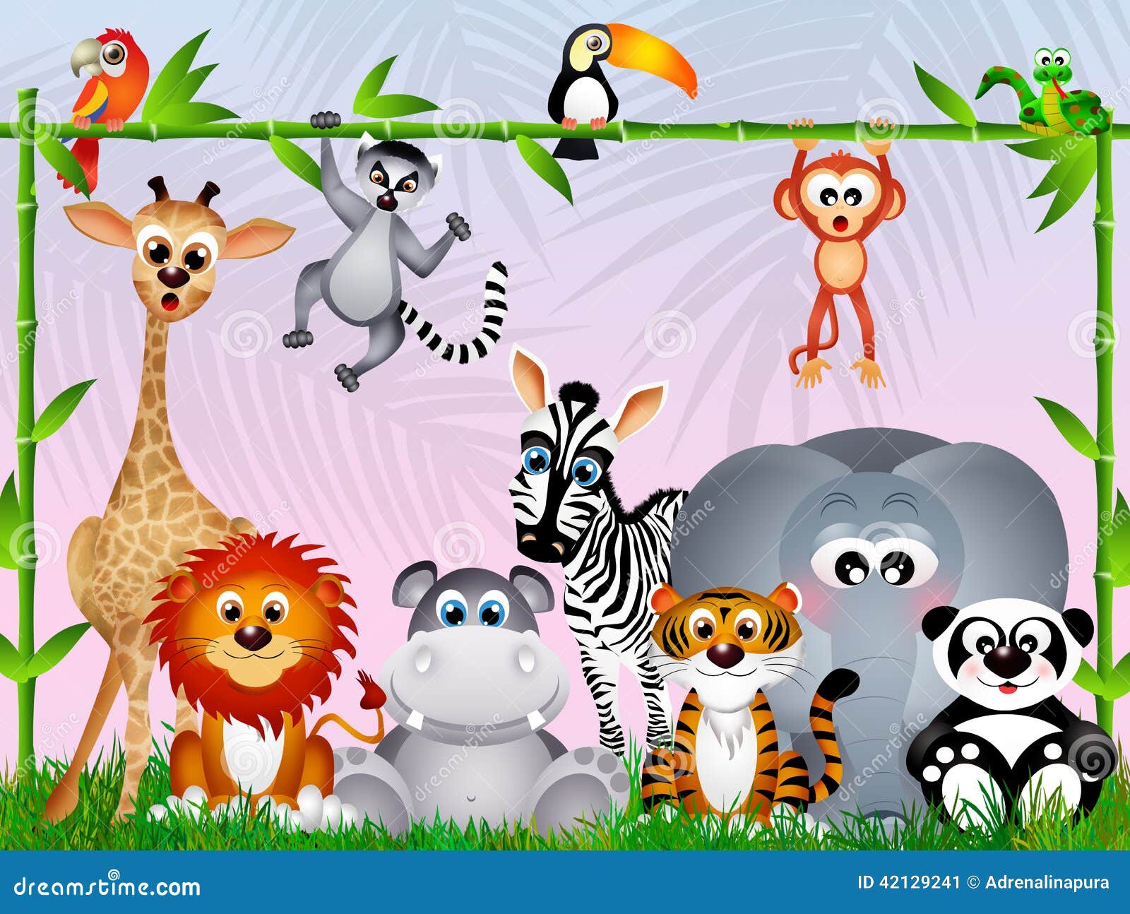 Jungle Animals Stock Illustration - Image: 42129241