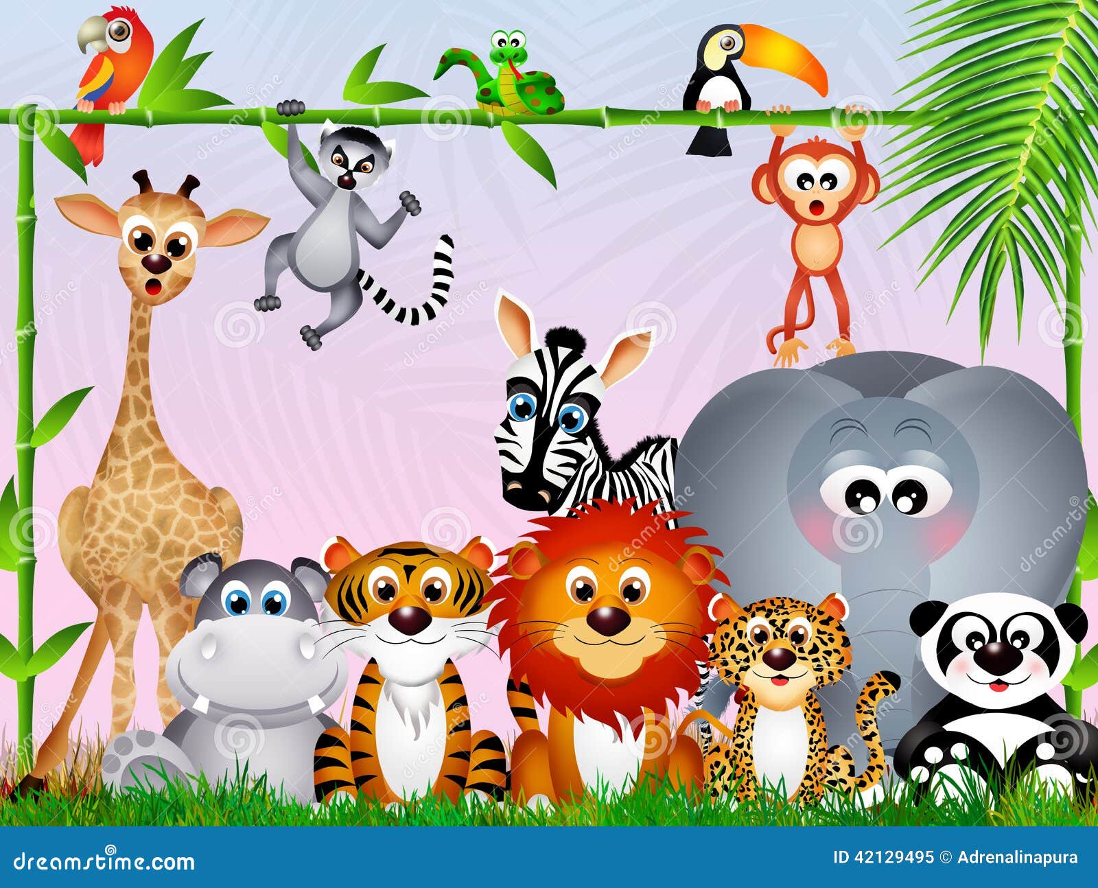 Jungle animals stock illustration. Illustration of savanna - 42129495