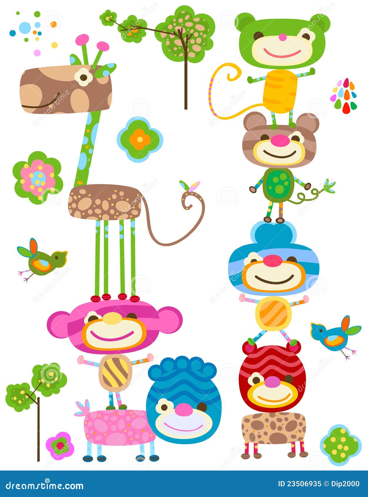 Jungle Animals Set Cartoon Vector | CartoonDealer.com #23506935