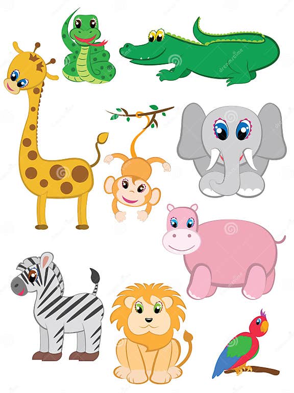 Jungle animals set stock vector. Illustration of wild - 25798804