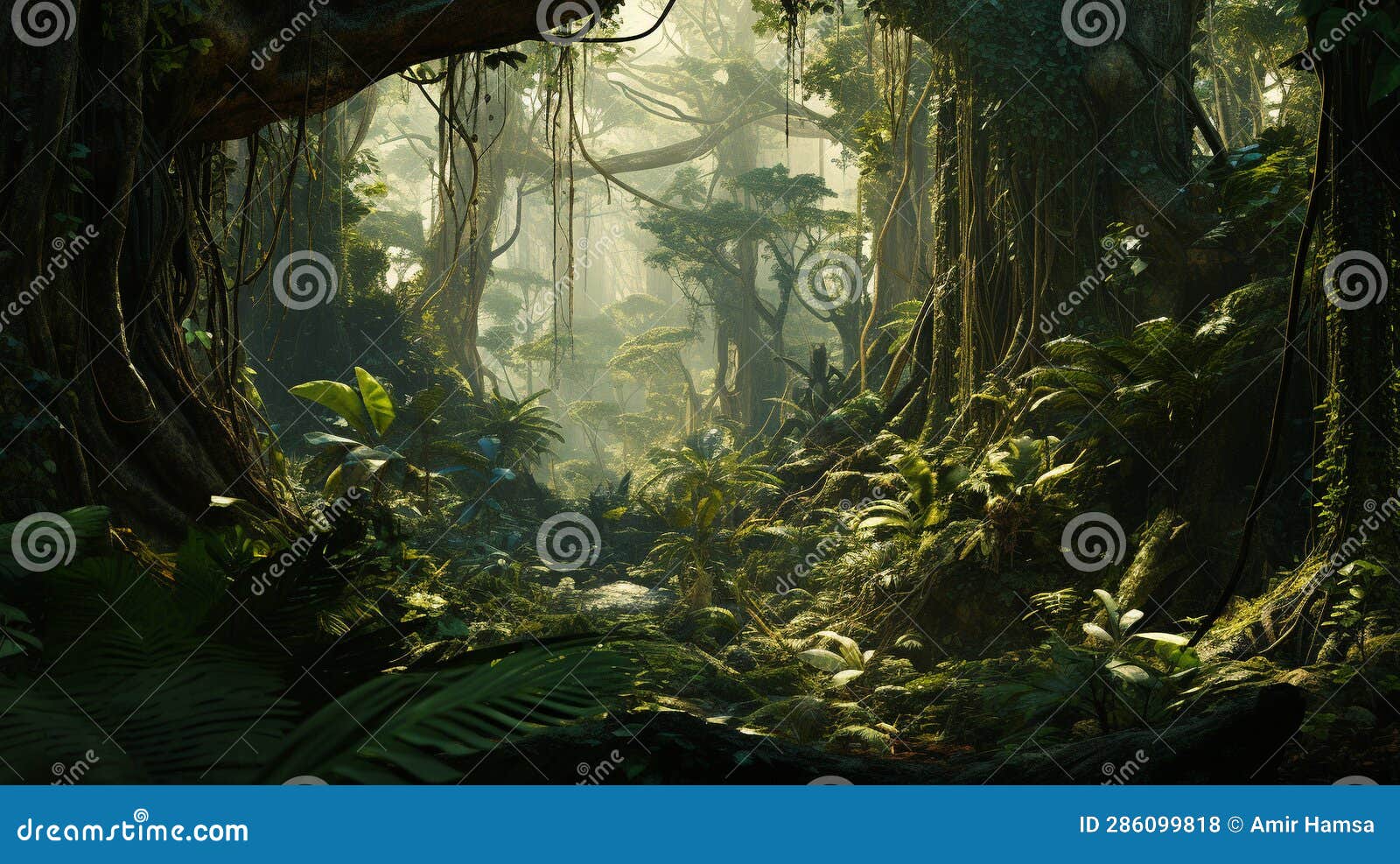 Dense jungle of trees stock photo. Image of natural - 286099818