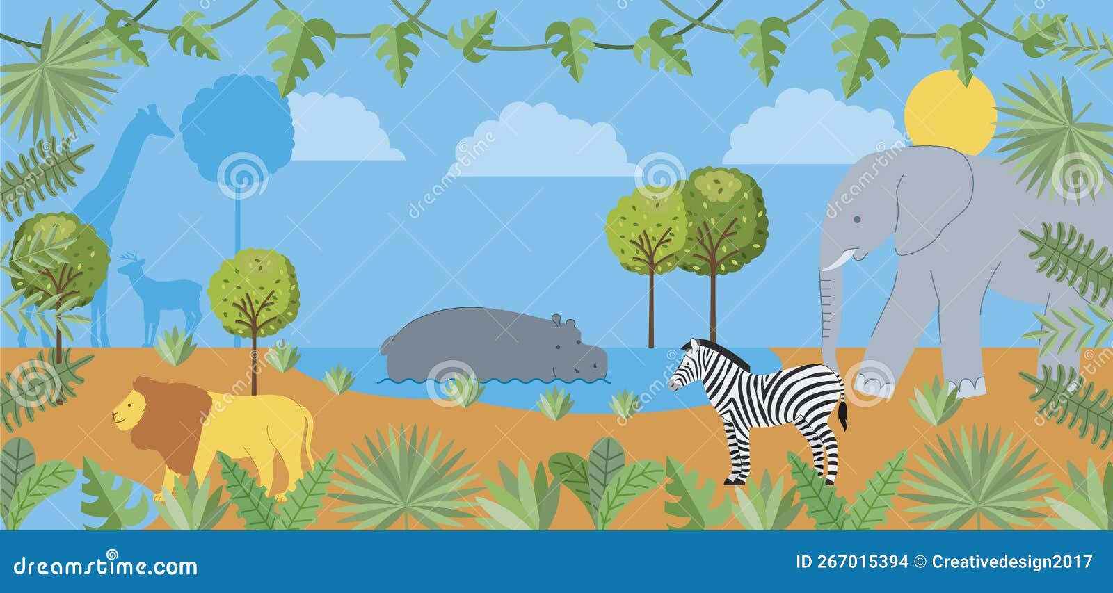 Jungle cartoon vector stock vector. Illustration of animal - 267015394