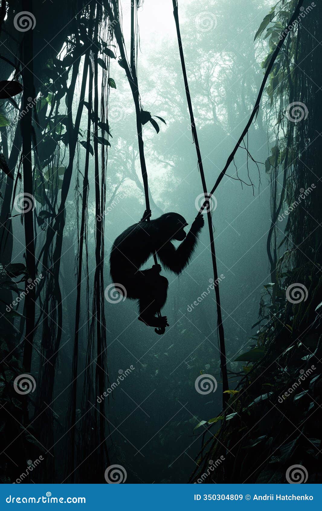 A Jungle Explorer Monkey Swinging on Vines Stock Illustration ...