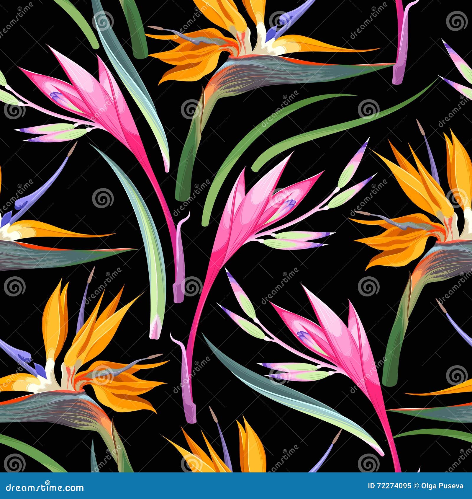 Jungle flowers seamless stock vector. Illustration of wallpaper - 72274095