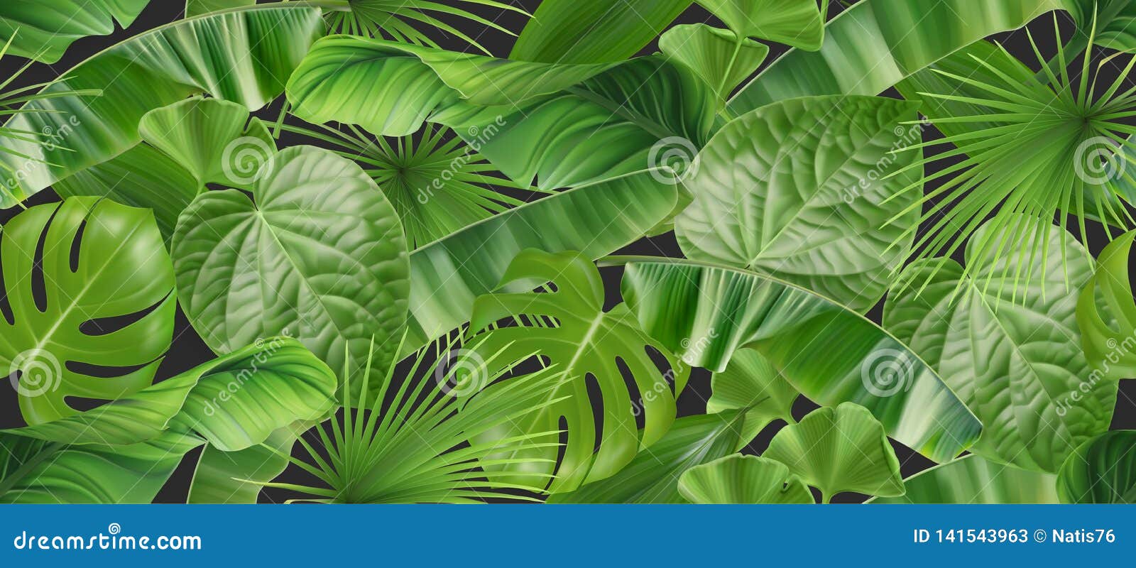 Jungle Foliage Seamless Pattern, 3d Vector Background Stock Vector ...