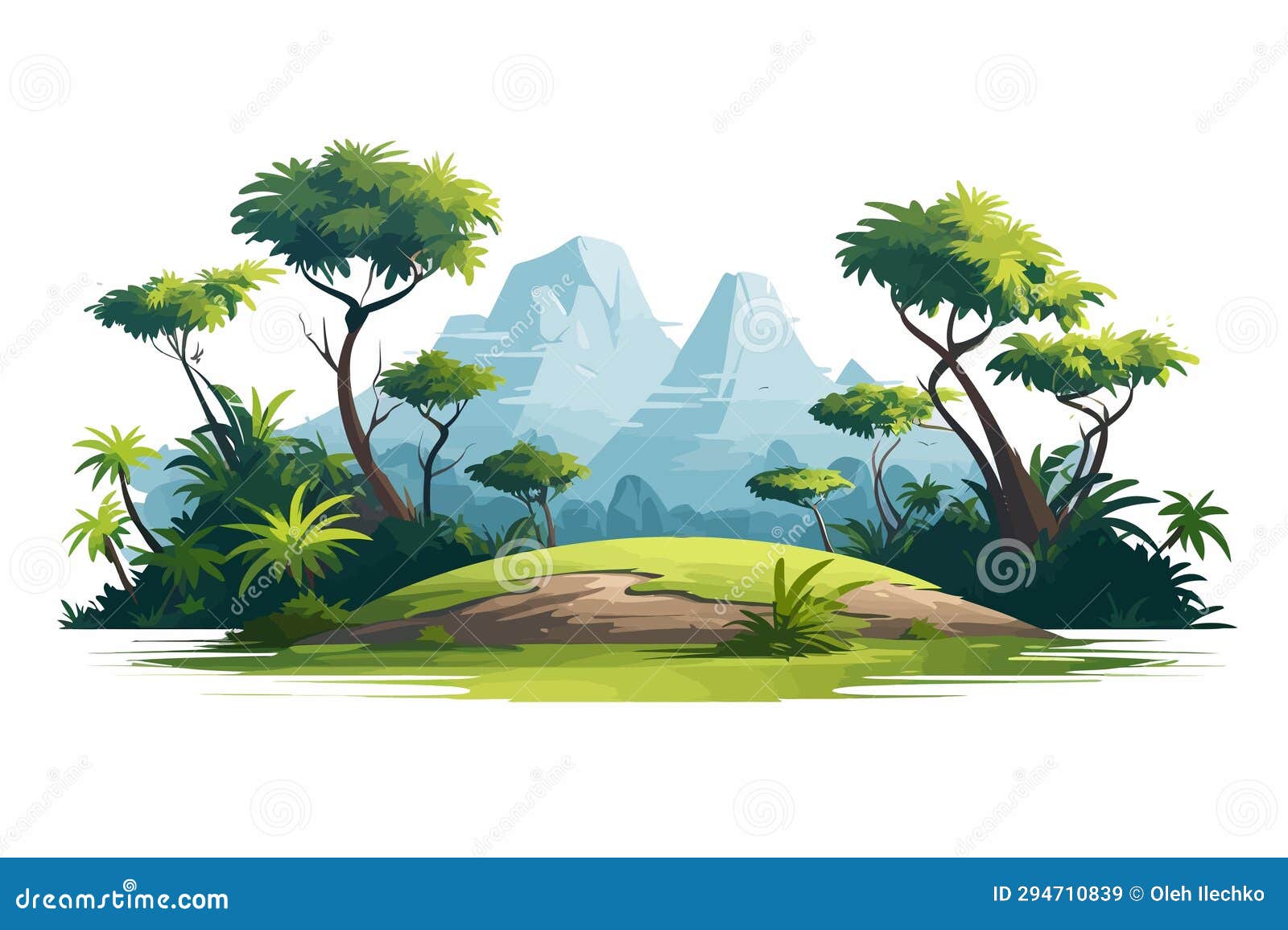 Jungle Landscape Asset Vector Flat Minimalistic Isolated Vector Style ...