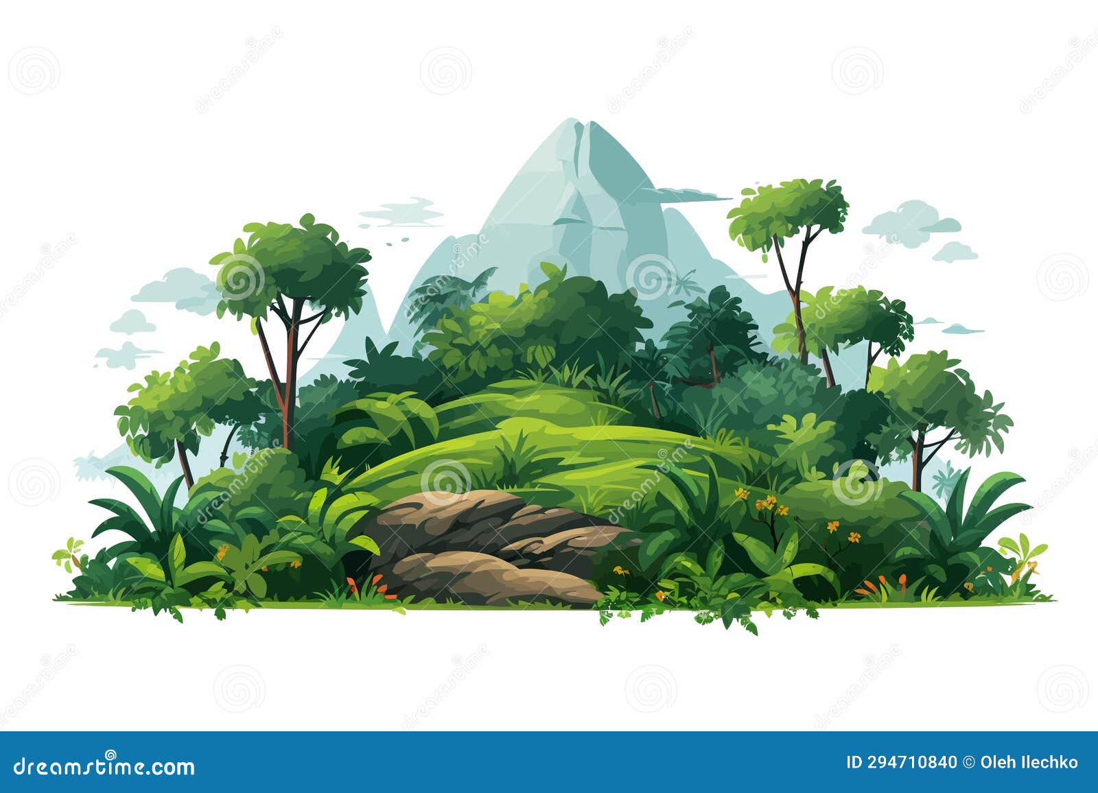 Jungle Landscape Asset Vector Flat Minimalistic Isolated Vector Style ...