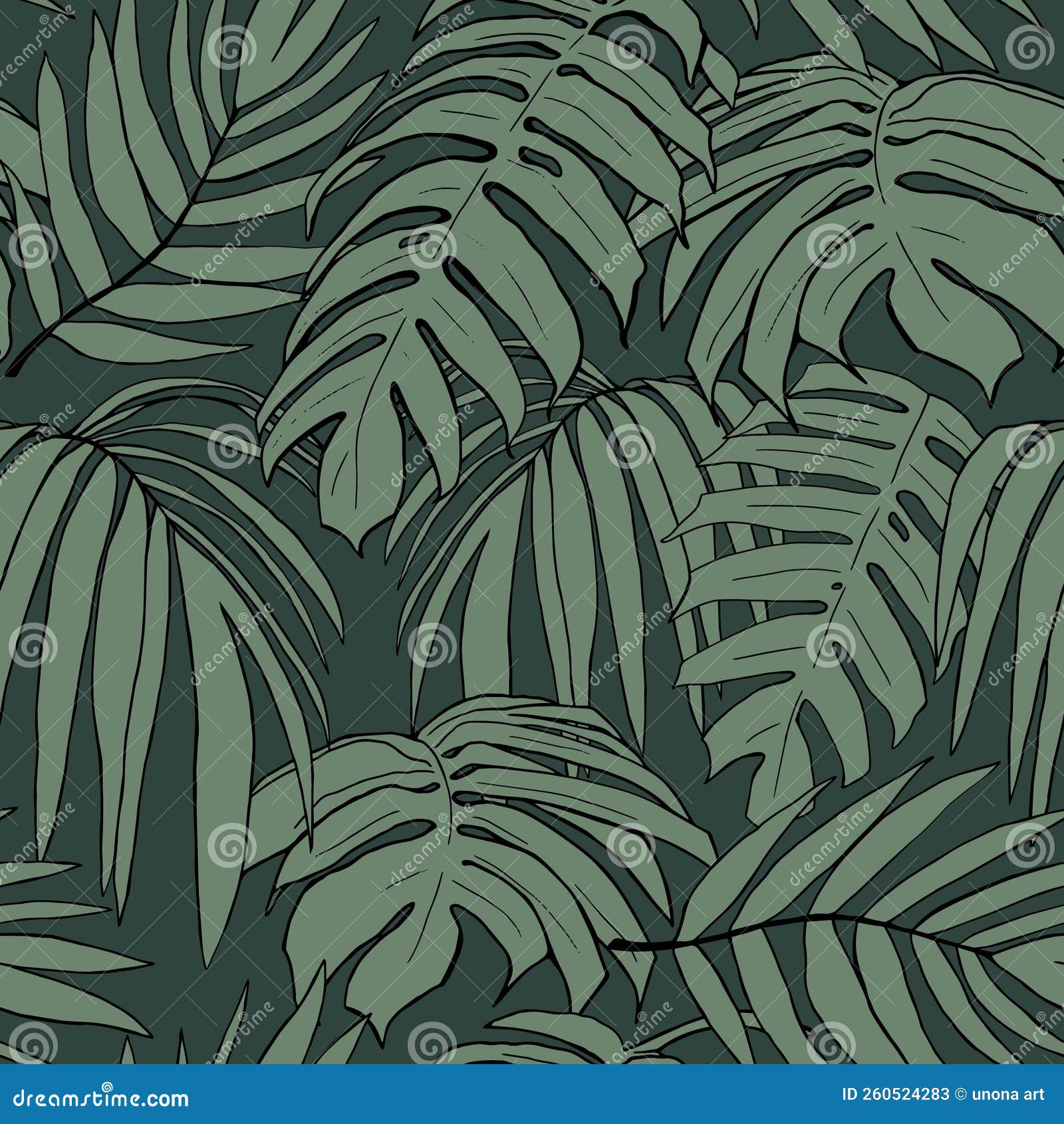 Jungle Leaf Seamless Pattern. Graphic Modern Vector Illustration Stock ...