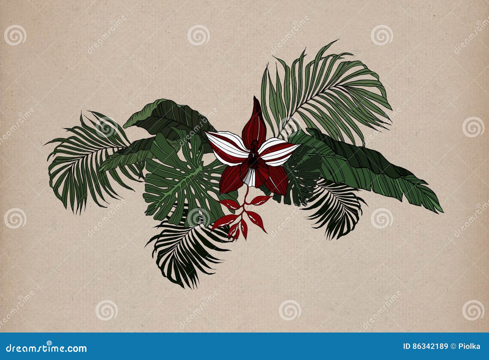 Jungle Leaves Drawing Pattern Stock Illustration - Illustration of ...