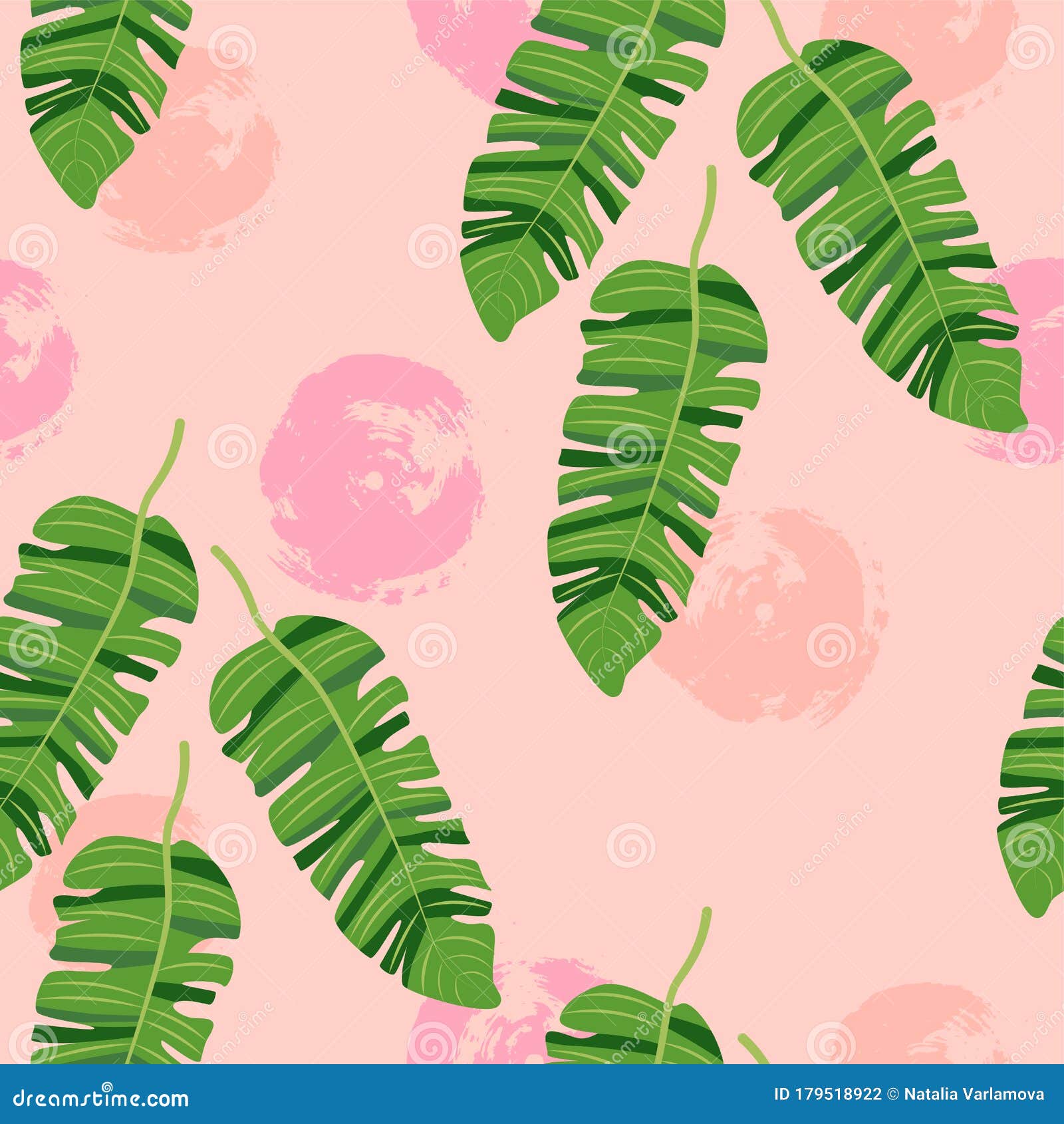 Jungle Leaves on Pink Background Seamless Pattern Stock Vector ...