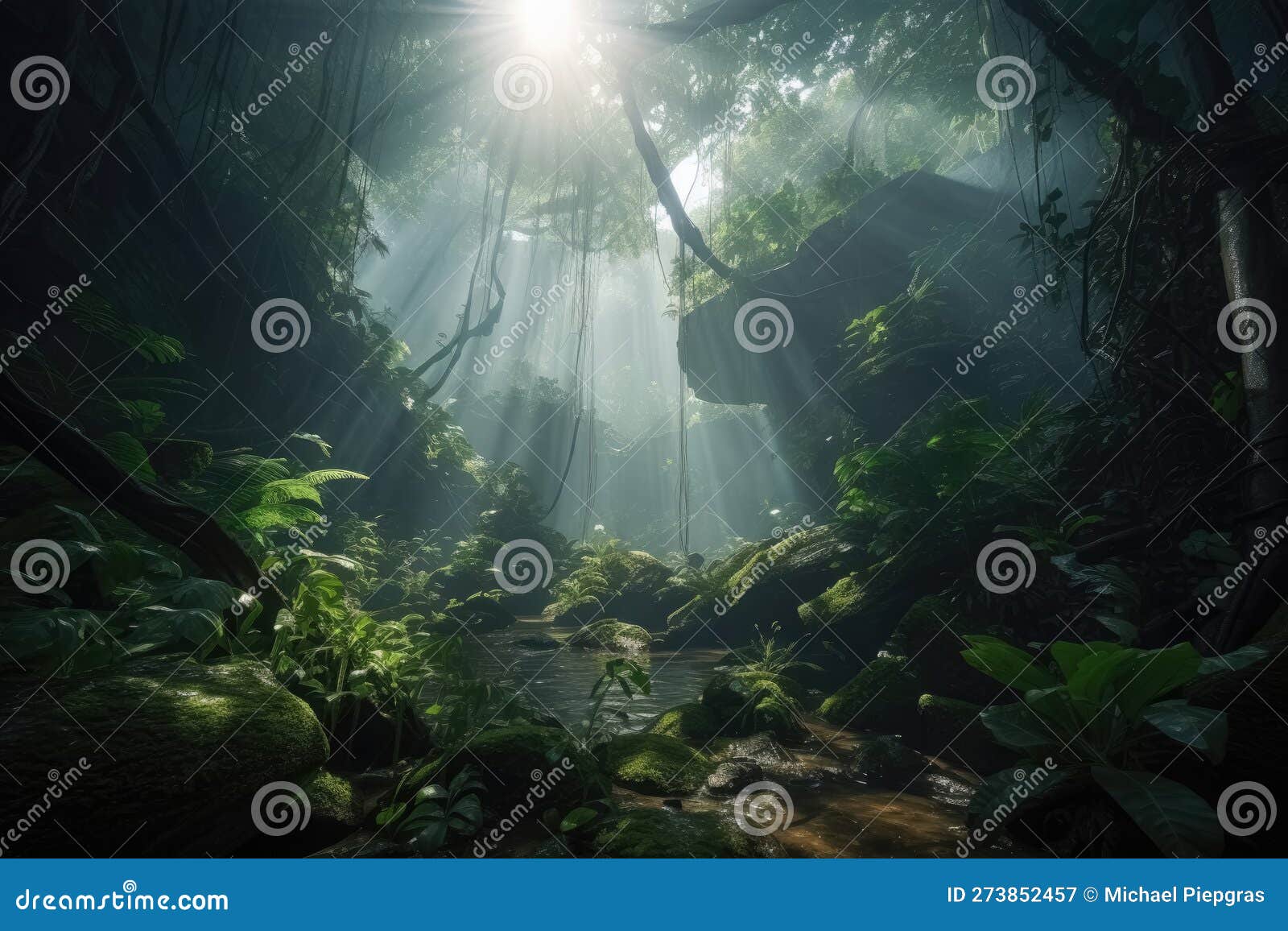 Jungle with Light Rays Coming from Above Created with Generative AI ...
