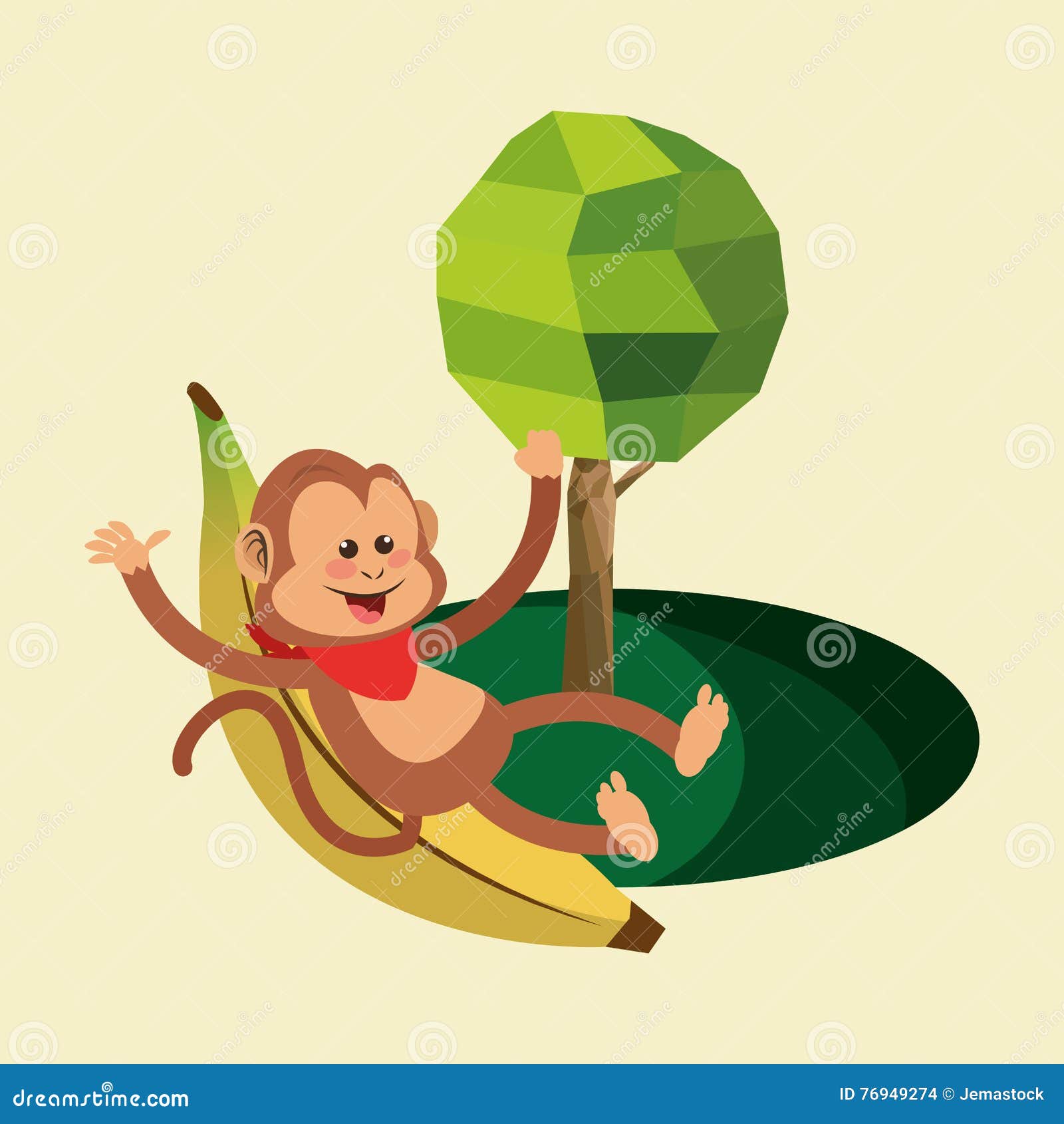 Jungle Monkey Cartoon Vector Illustration | CartoonDealer.com #76949334