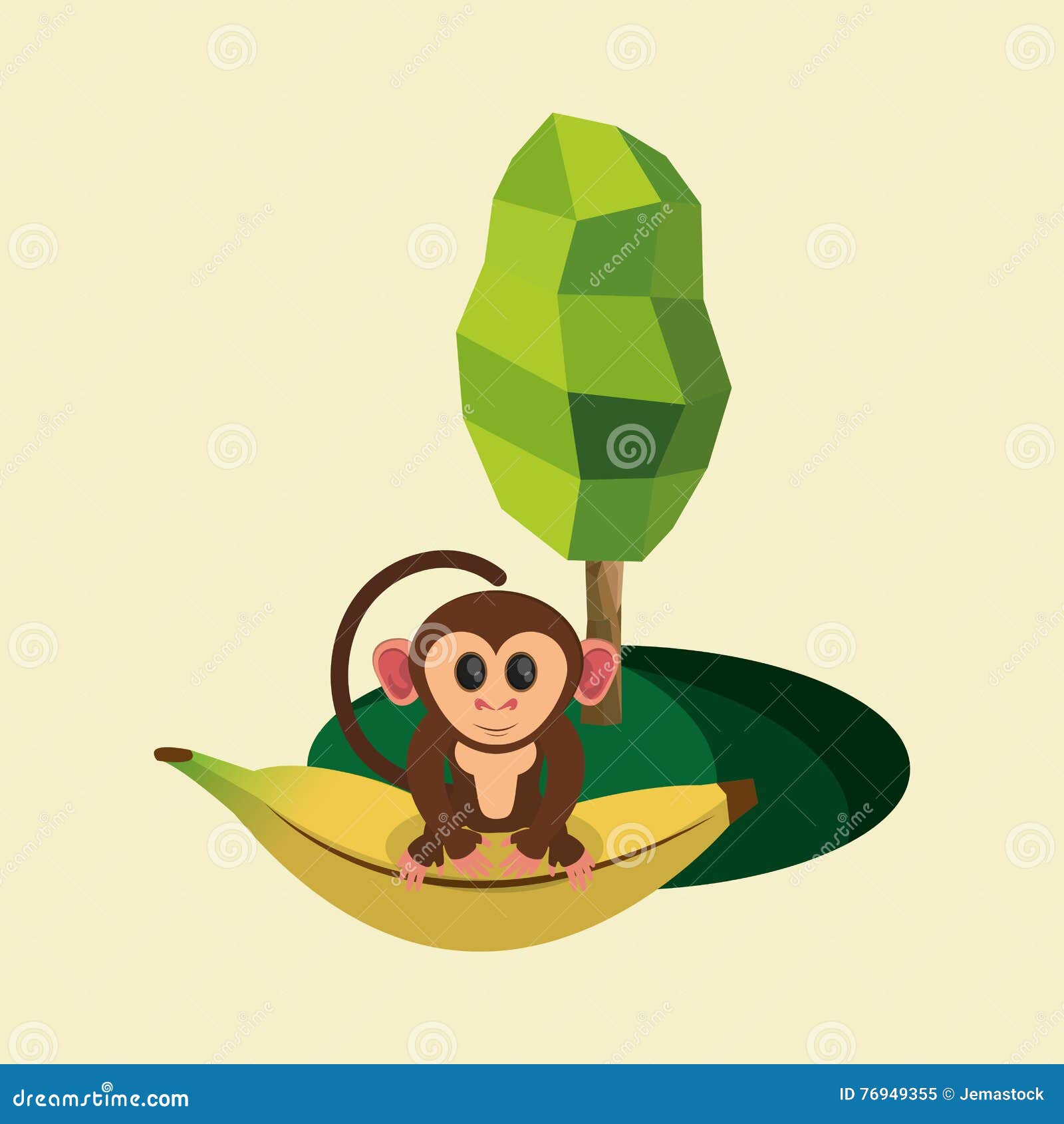 Jungle monkey cartoon stock vector. Illustration of forest - 76949355