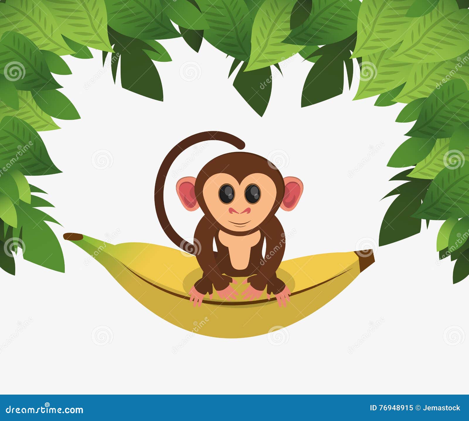 Jungle monkey cartoon stock vector. Illustration of happy - 76948915