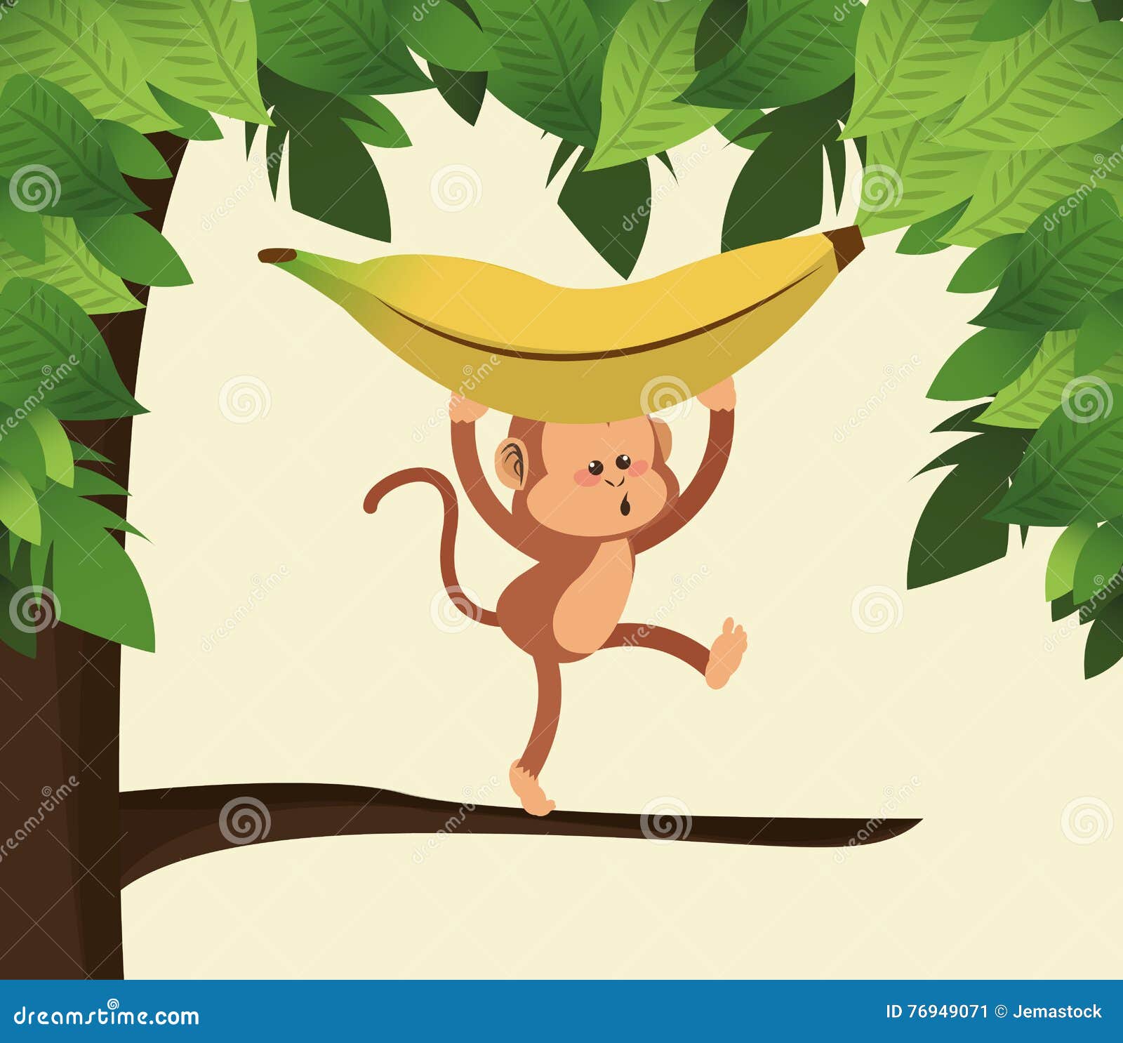 Jungle monkey cartoon stock vector. Illustration of funny - 76949071