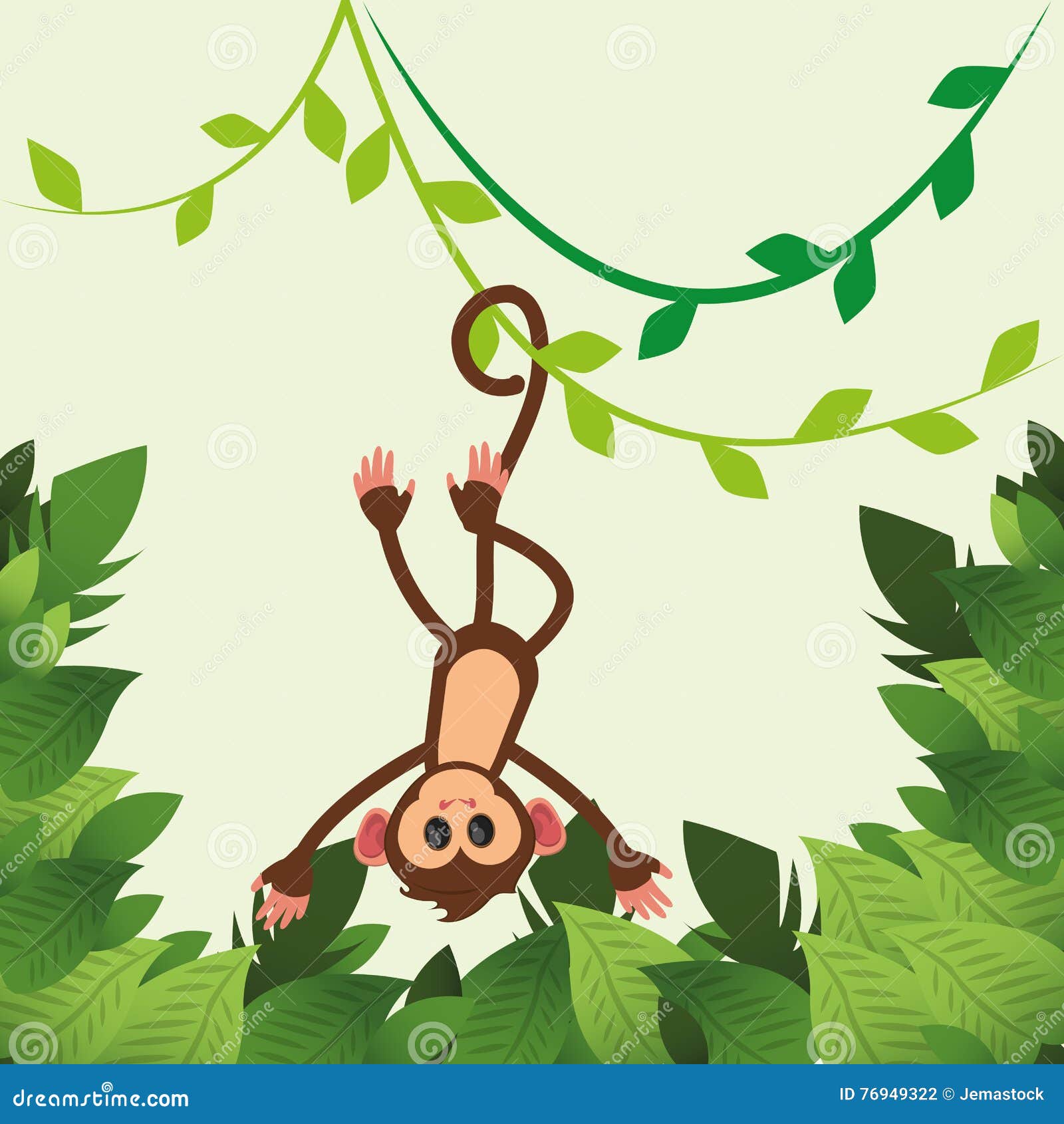 Jungle monkey cartoon stock vector. Illustration of scenery - 76949322