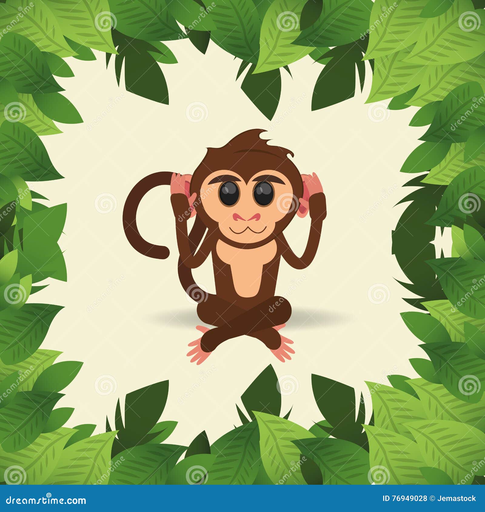 Jungle monkey cartoon stock vector. Illustration of drawing - 76949028