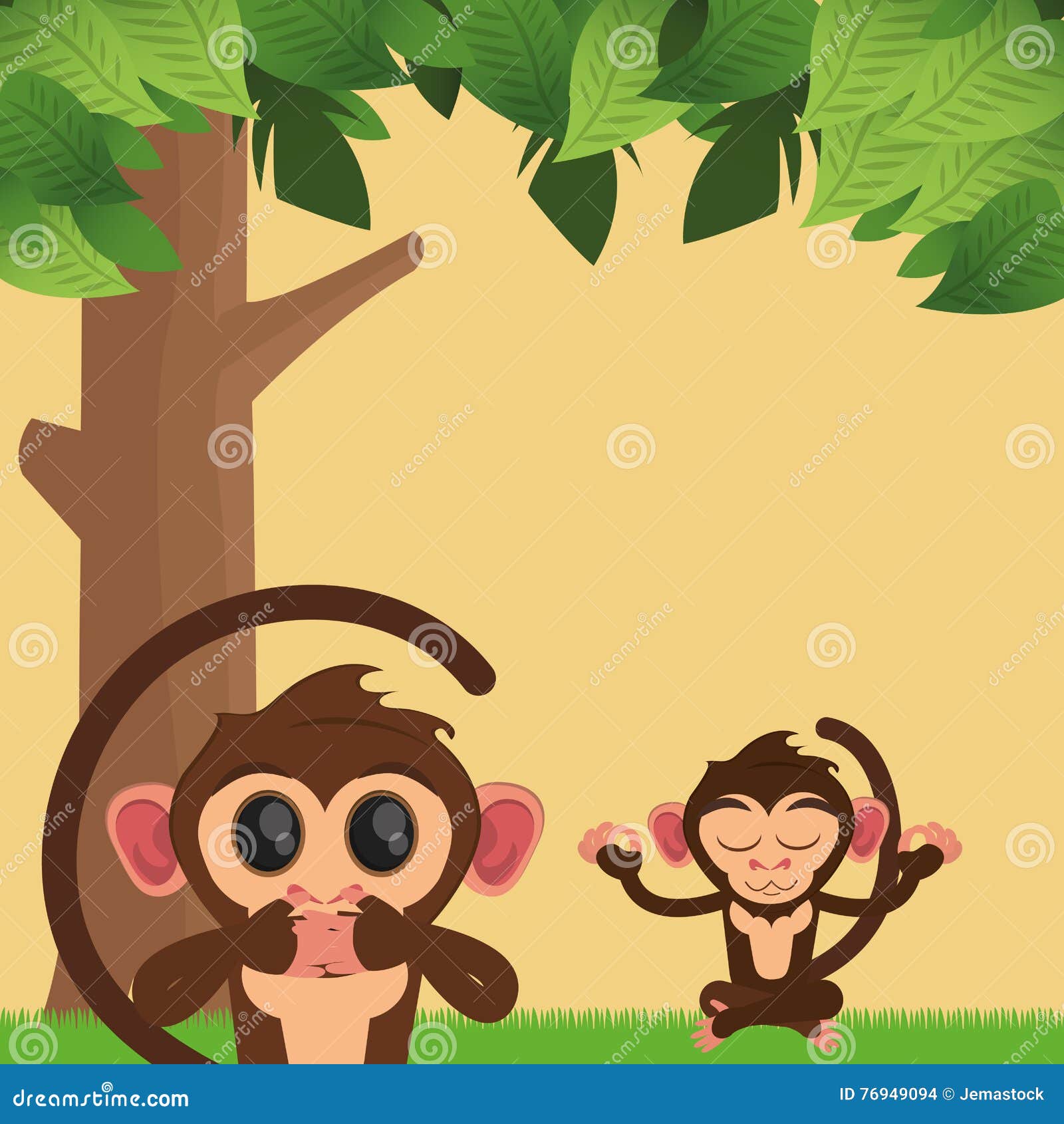 Jungle monkeys cartoon stock vector. Illustration of funny - 76949094