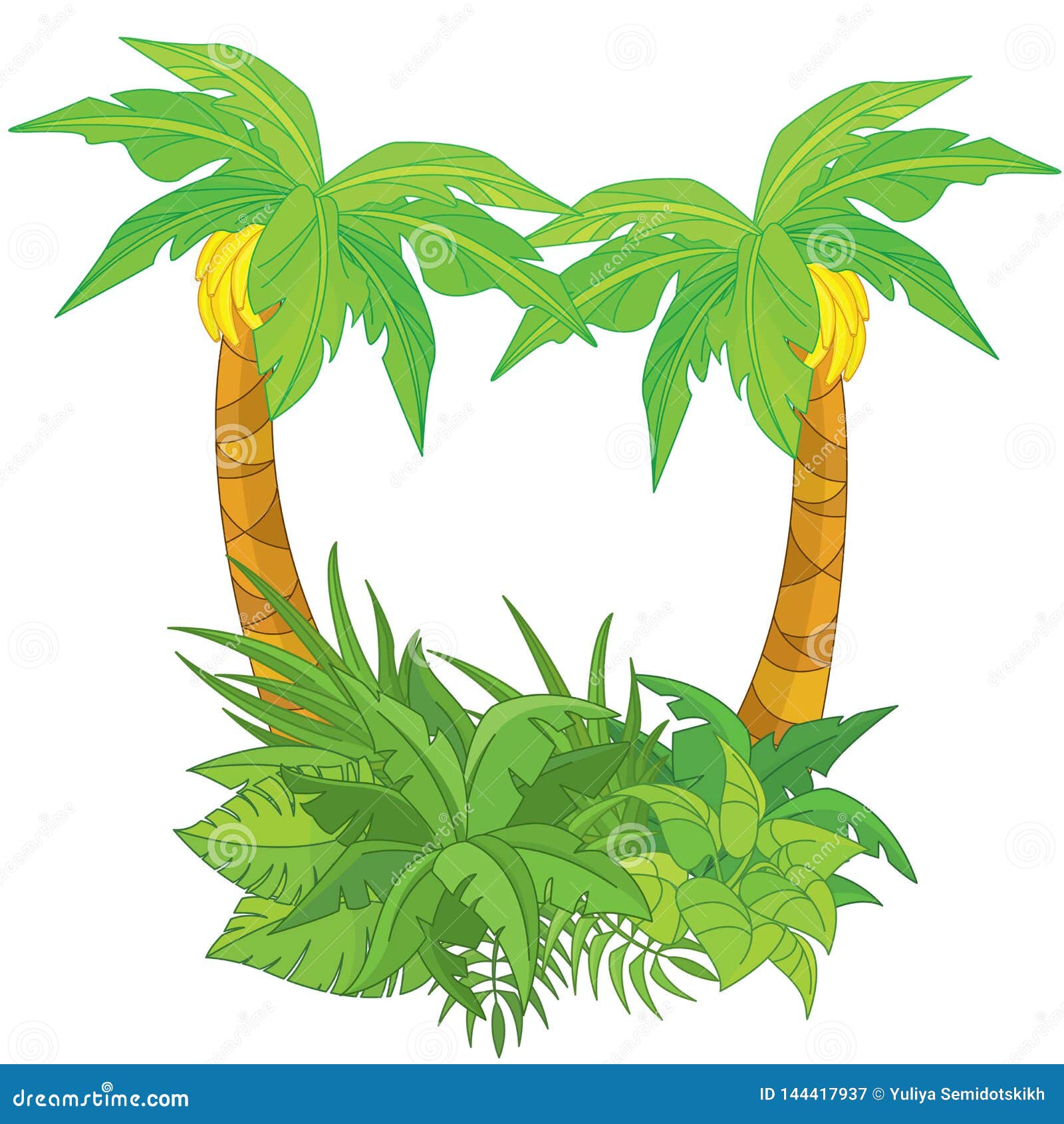 Jungle with palm trees stock vector. Illustration of season - 144417937