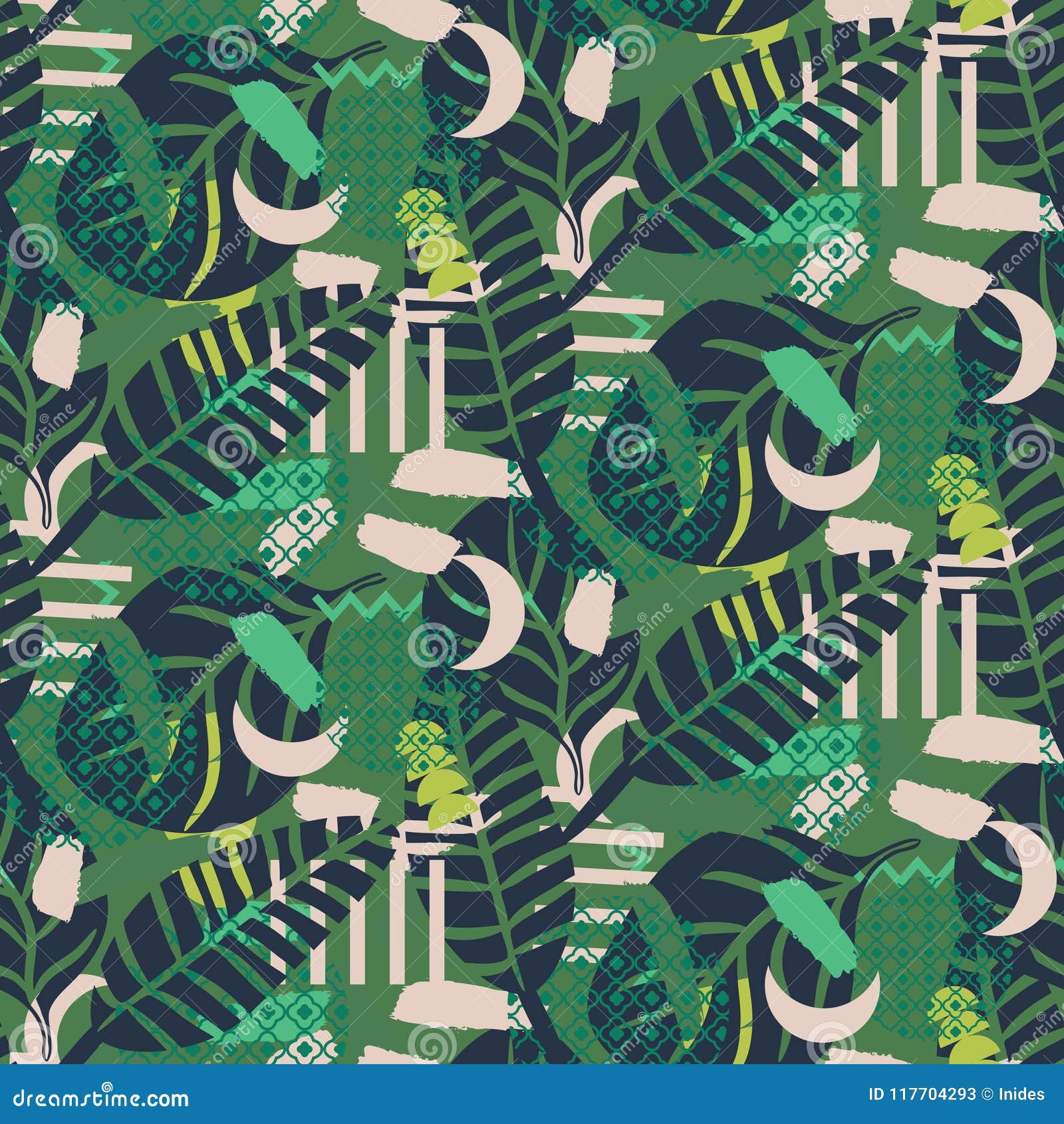 Jungle Pattern. Green Abstract Textured Vector Background. Stock Vector ...