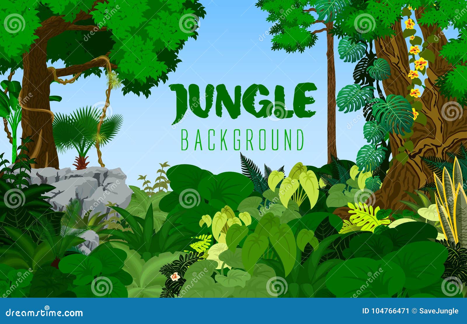 Jungle Rainforest Tropical Background. Vector Illustration Stock Vector ...