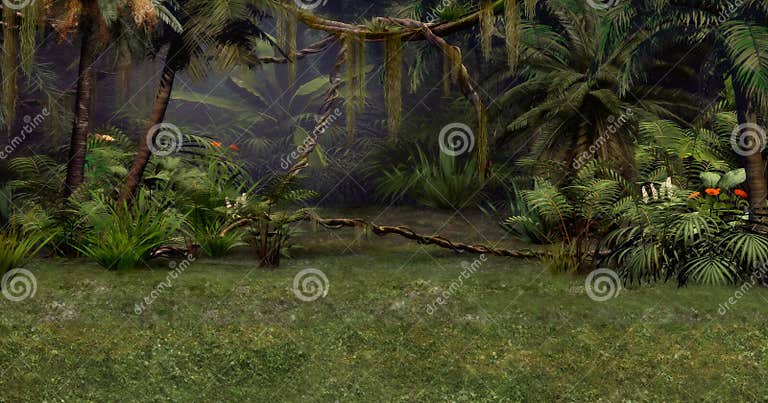 Jungle Scene stock illustration. Illustration of palm - 24467531
