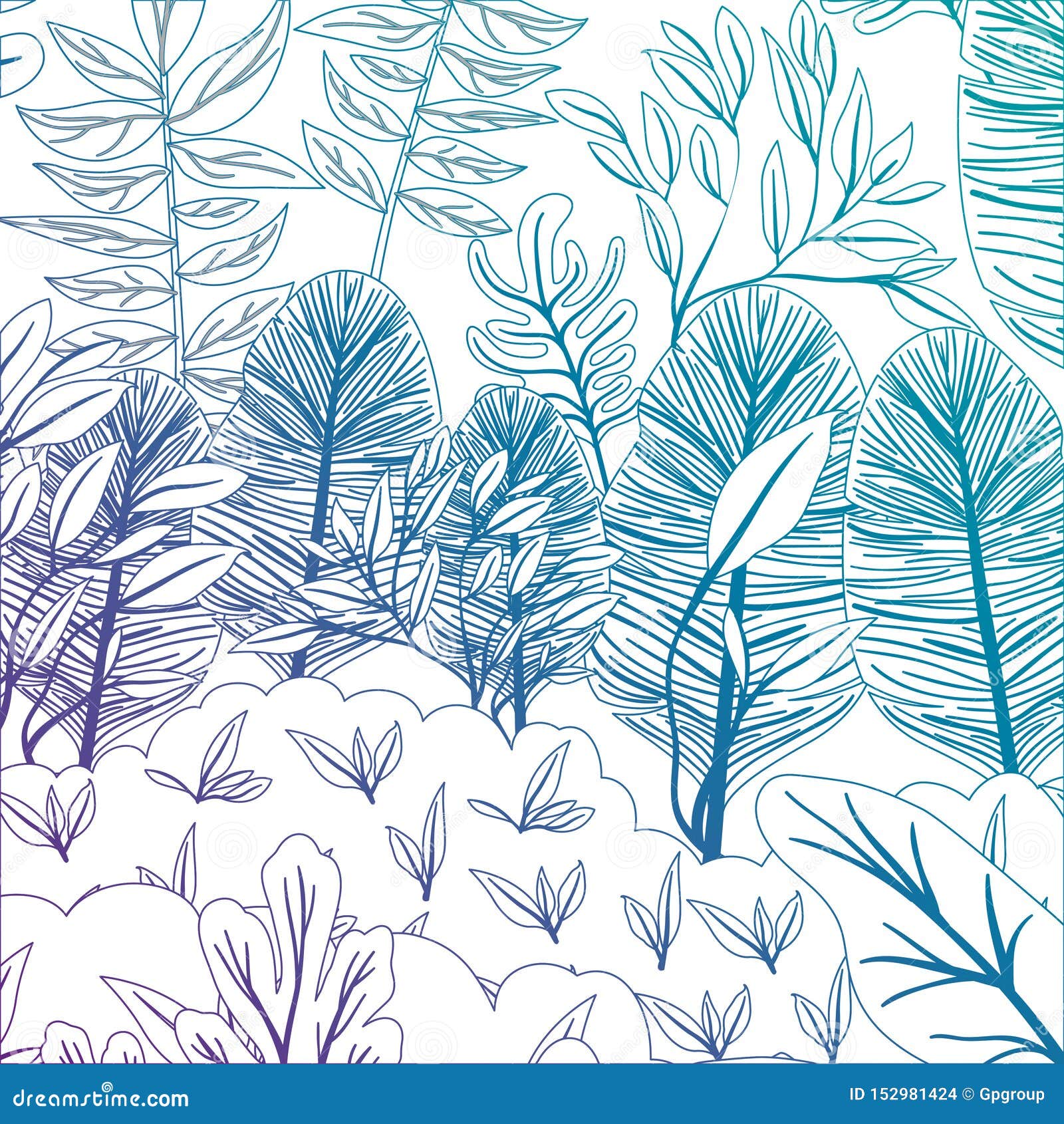 Jungle Scene Pattern Background Stock Vector - Illustration of floral ...