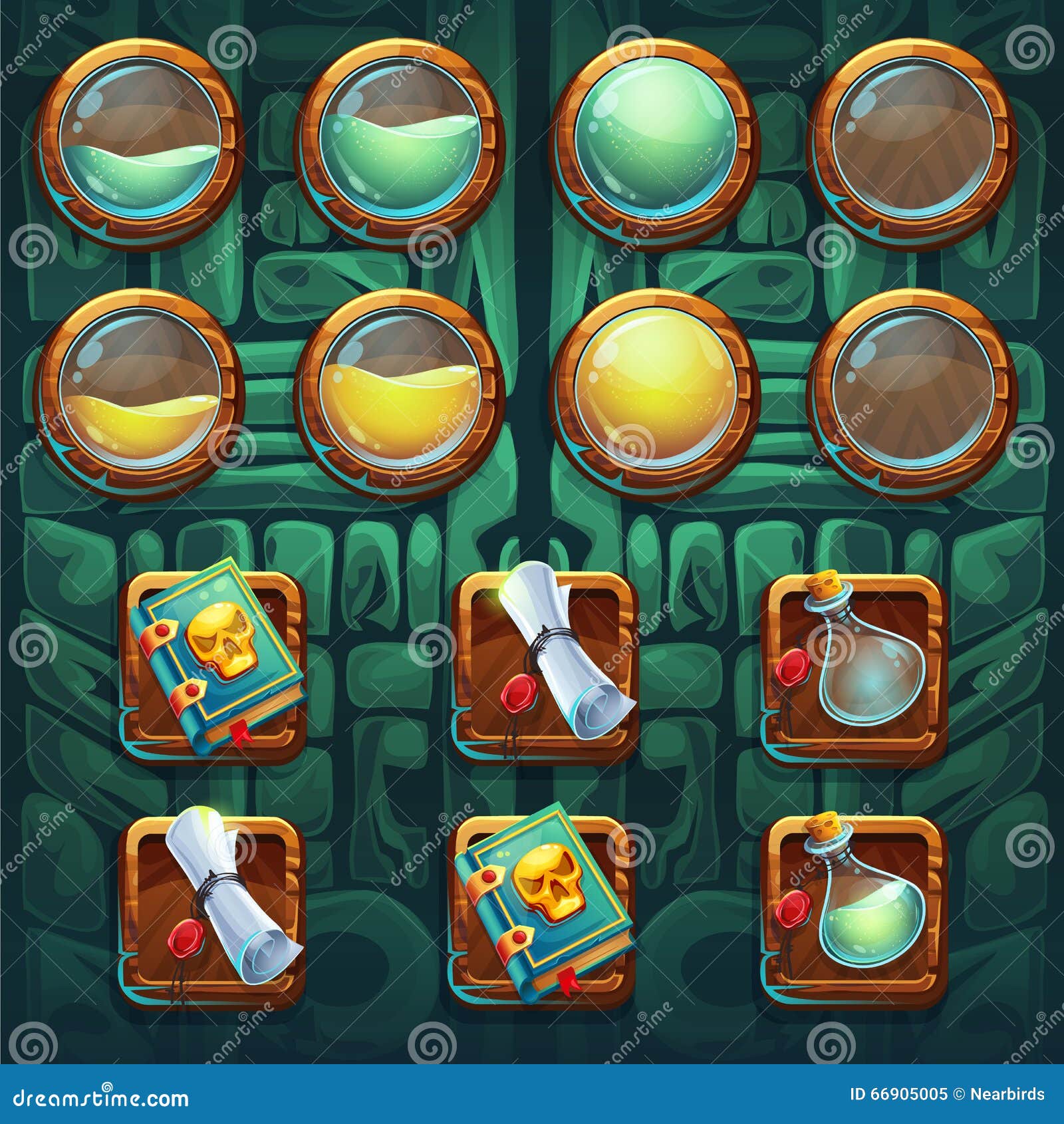 Jungle Shamans Mobile GUI Game Loading Screen Vector Illustration ...