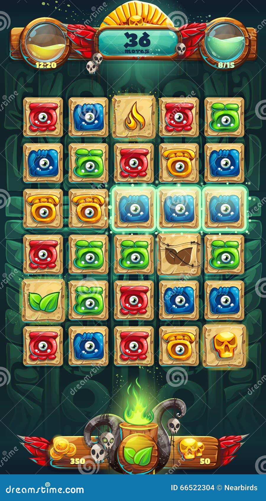 Jungle Shamans Mobile GUI Game Rune Background Loading Screen Vector ...