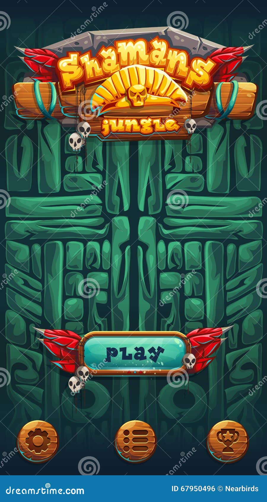 Jungle Shamans GUI Main Window Screen Vector Illustration ...