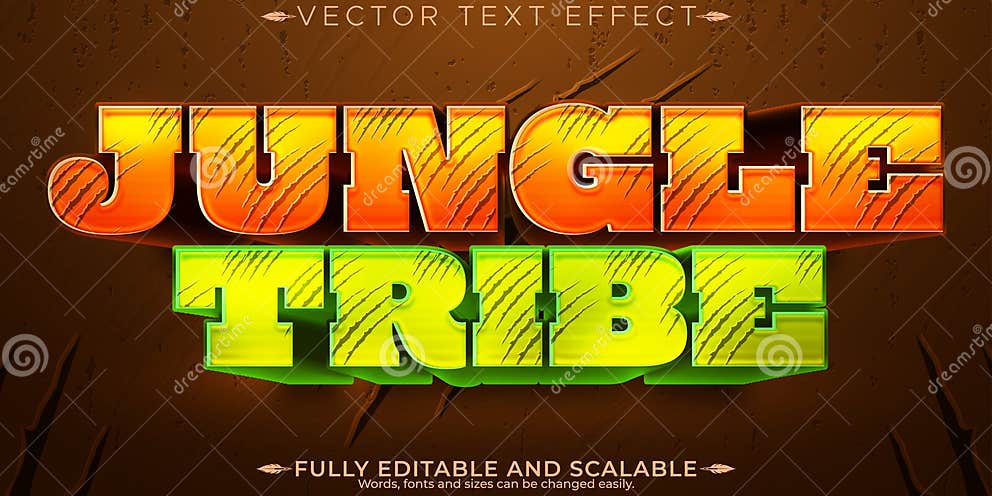 Jungle Text Effect, Editable Forest and Cartoon Text Style Stock Vector ...