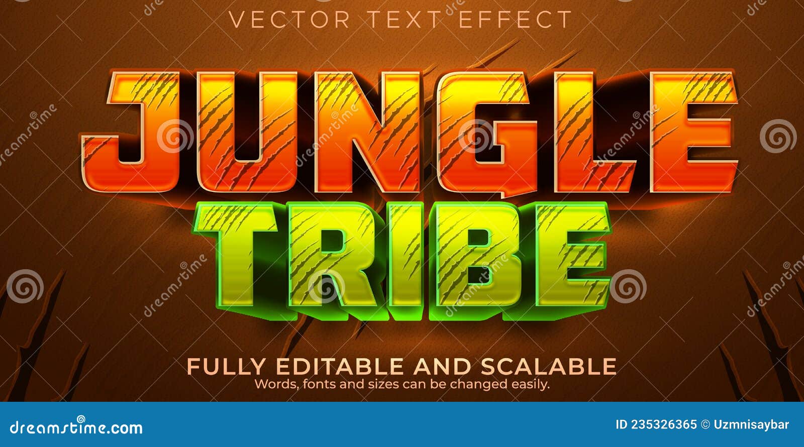 Jungle Text Effect, Editable Forest and Cartoon Text Style Stock ...