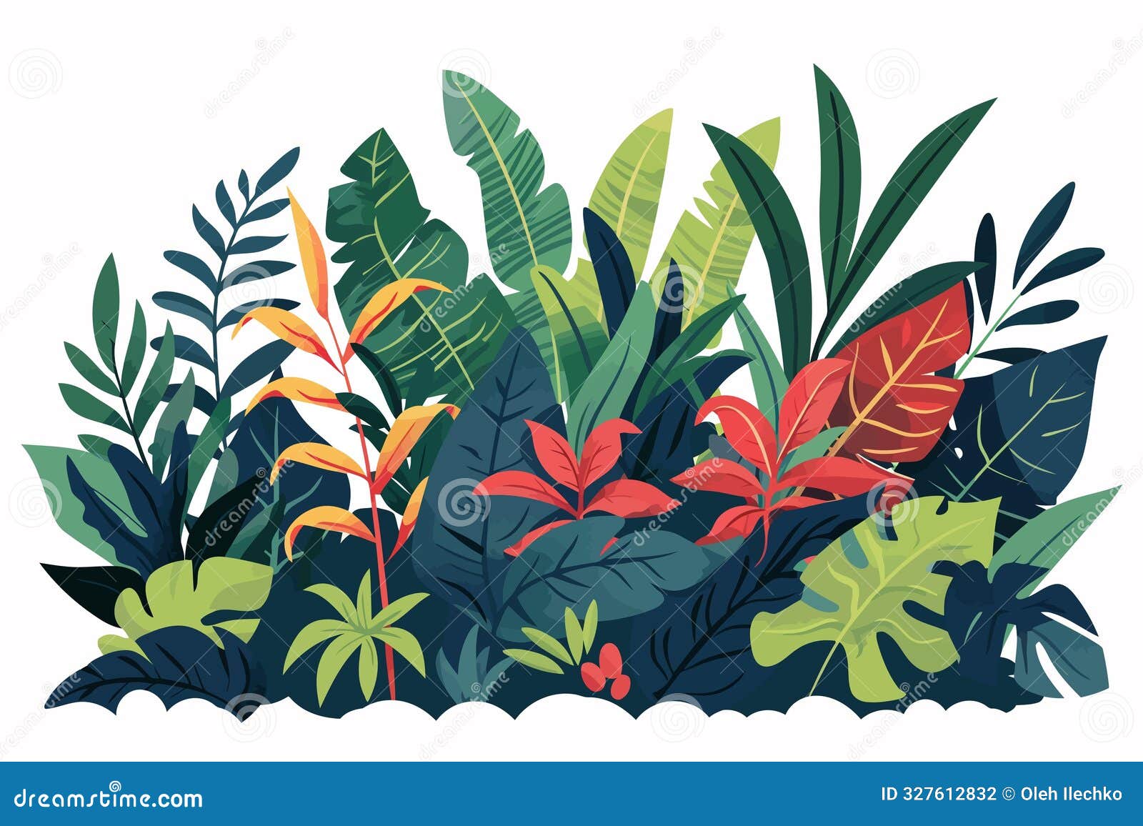 Jungle Vegetation Isolated Vector Style Stock Vector - Illustration of ...