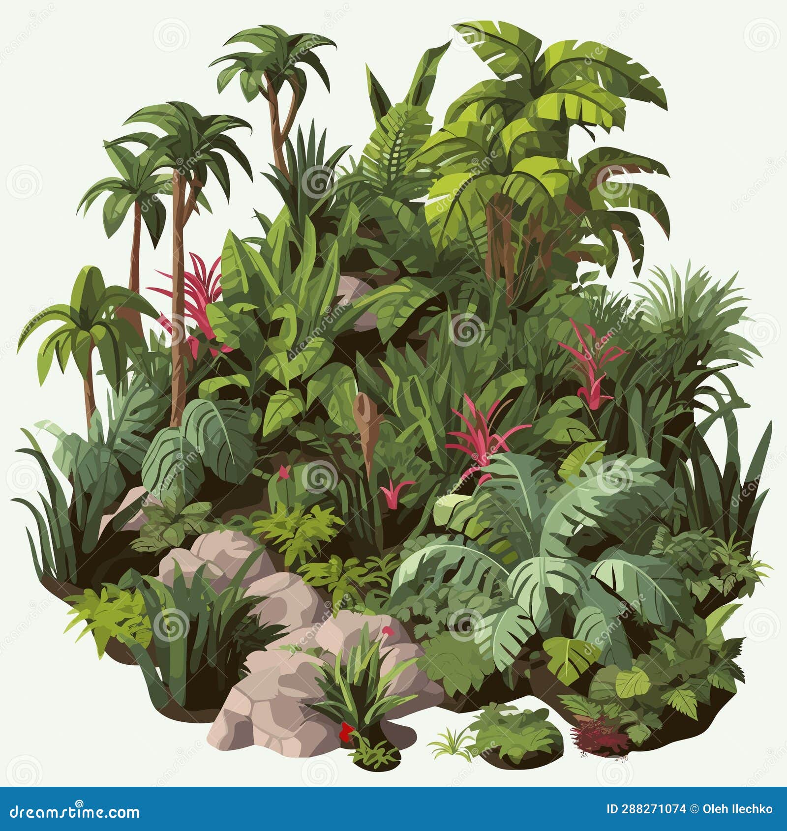 Jungle Vegetation Isometric Vector Flat Isolated Illustration ...